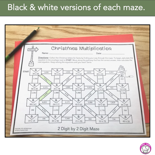 Christmas Themed Maths Mazes 2 Digit by 2 Digit Multiplication ...
