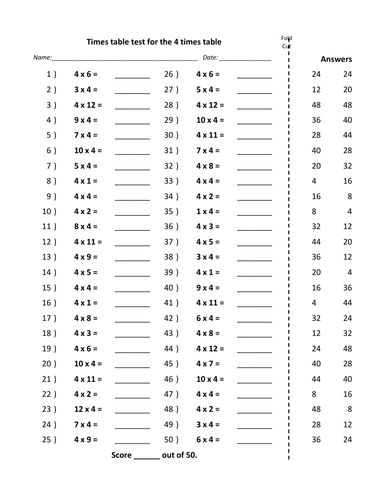 Times Table Test Book - PDF files ready to print | Teaching Resources