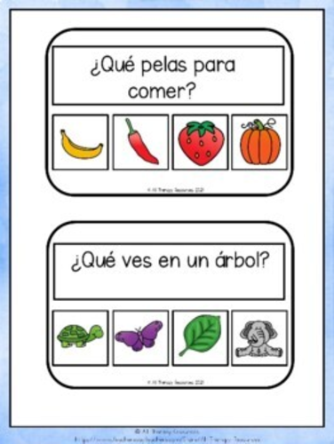SPANISH VERSION Wh (What Questions) Task Cards - visual supports Speech ...