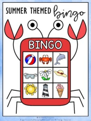 Summer Themed Vocabulary Language Bingo Game - End of Year Activity ...