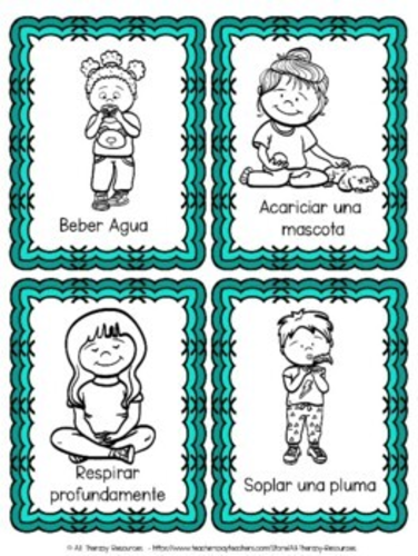 SPANISH VERSION Calming Coping Strategy Cards - Colour and Black ...