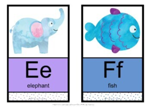 Alphabet Watercolor Flash Cards - Kindergarten Preschool Early Learning ...