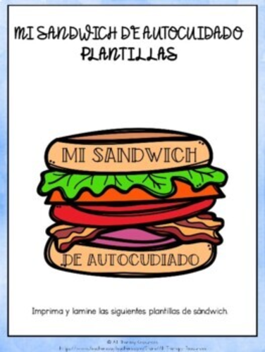 SPANISH VERSION - Self Care Sandwich - Self Care Strategies | Teaching ...