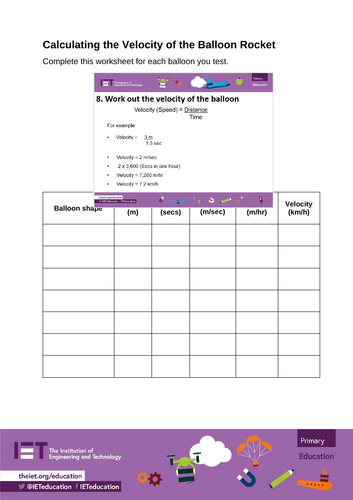 Measure the velocity of balloon rockets | Teaching Resources