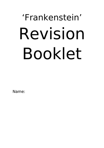 Frankenstein Literature Blank Revision Booklet | Teaching Resources