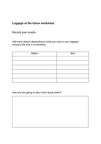 Luggage of the future | Teaching Resources