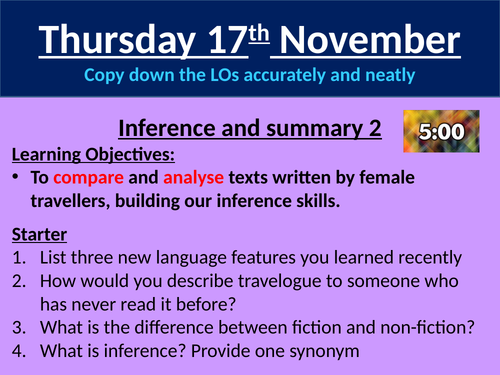 Y9 Travel writing lesson pack | Teaching Resources