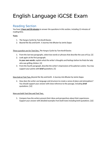 iGCSE English Language - Independent Exam Practise | Teaching Resources