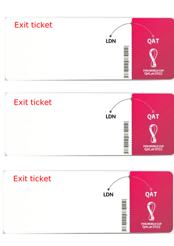 World Cup inspired exit ticket/pass. | Teaching Resources