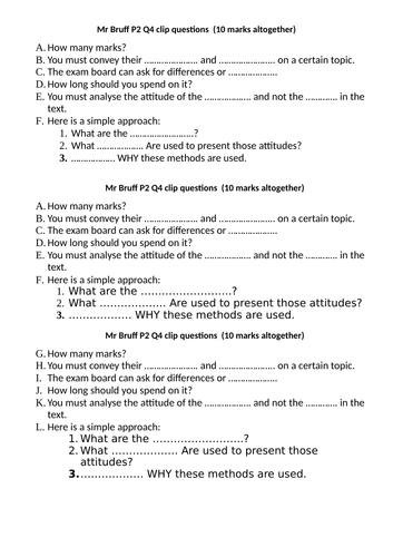 A full 3+ hour lesson, Introduction to Q4, Paper 2, AQA. Includes Q3 ...
