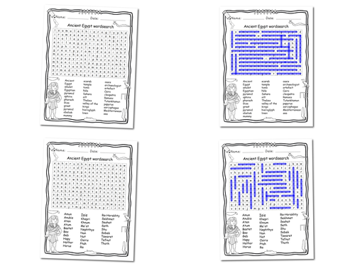 Colour-in Ancient Egypt wordsearches with answers | Teaching Resources
