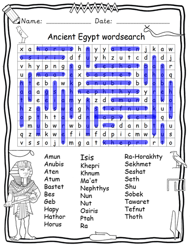 Colour-in Ancient Egypt wordsearches with answers | Teaching Resources