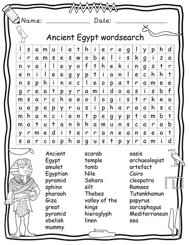 Colour-in Ancient Egypt wordsearches with answers | Teaching Resources