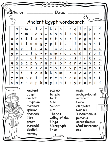 Colour-in Ancient Egypt wordsearches with answers | Teaching Resources