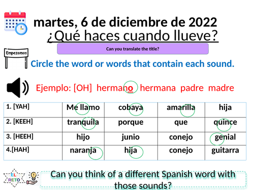 Qué haces cuando llueve (viva 1) | Teaching Resources