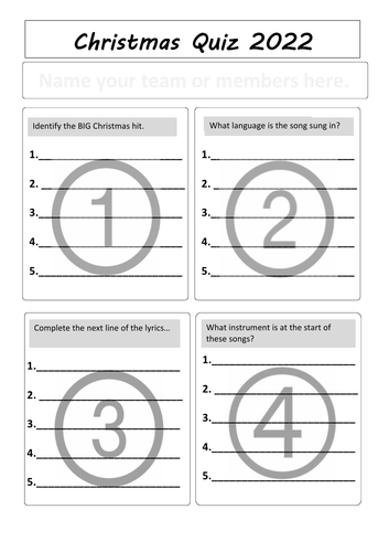 Big 2022 Christmas Quiz | Teaching Resources