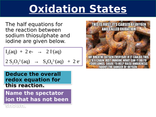 9 and 19. Redox - Pearson IB Chemistry Lesson PowerPoints (whole topic ...