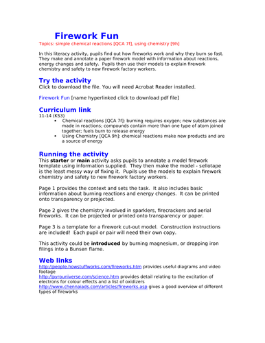 Fun fireworks lesson (transition day, STEM, primary) | Teaching Resources