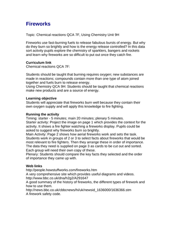 Fun fireworks lesson (transition day, STEM, primary) | Teaching Resources