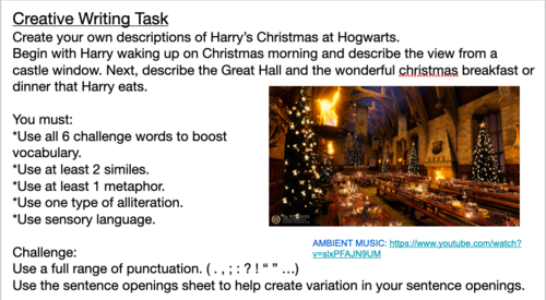 A Hogwarts' Christmas - A description of the Great Hall | Teaching ...
