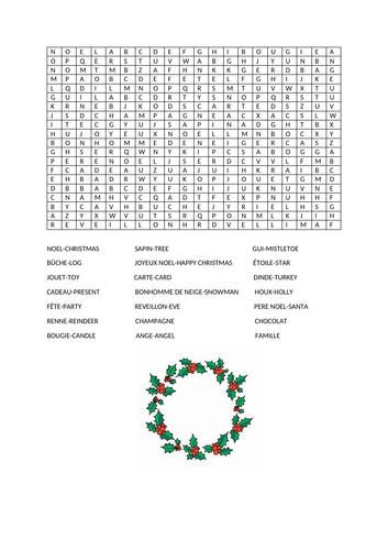 FRENCH CHRISTMAS WORDSEARCH | Teaching Resources