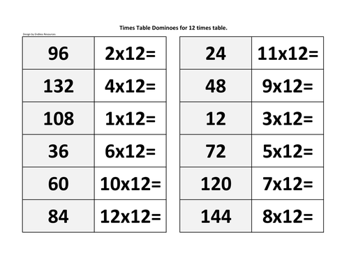 6, 7 and 12 Times Table Resources Pack - Dominoes, Cards, Tests and ...