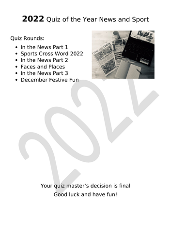 2022 Quiz of the Year News and Sport from around the world | Teaching ...
