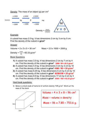 Mass Volume And Density Teaching Resources