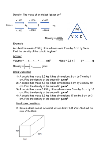 Mass, Volume and Density | Teaching Resources