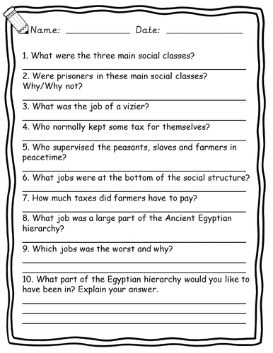 Ancient Egypt Reading Passages Unit - Comprehension Questions ...