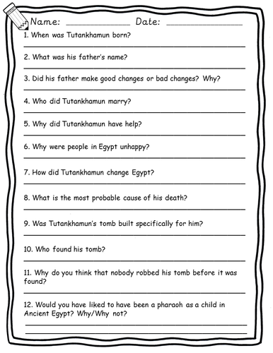 Ancient Egypt Reading Passages Unit - Comprehension Questions ...