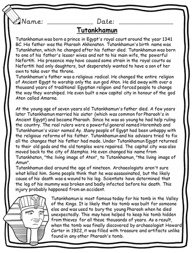 Ancient Egypt Reading Passages Unit - Comprehension Questions ...