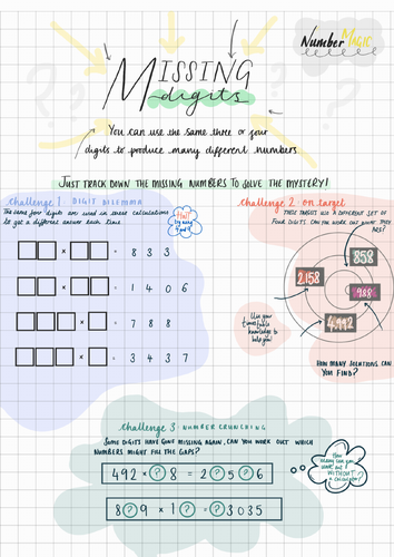 Missing digits (multiplication worksheet) | Teaching Resources