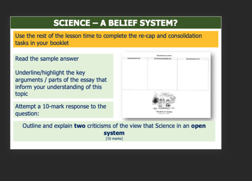 AQA SOCIOLOGY - Paper 2 - Science as A Belief System | Teaching Resources