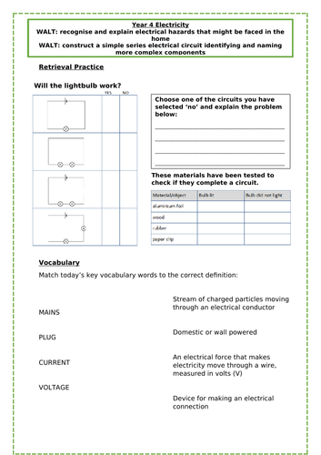 Year 4 Electricity - Full Science Unit | Teaching Resources