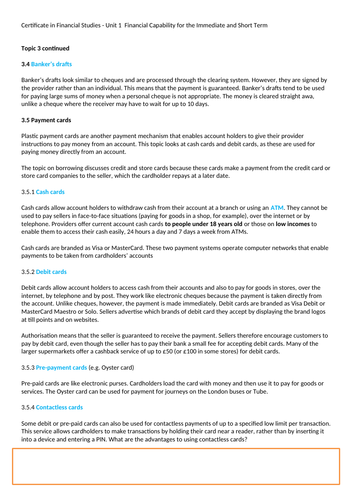 LIBF Unit 1 topic 3 | Teaching Resources