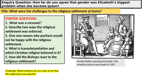 GCSE History Elizabeth Edexcel - Challenges to religious settlement at ...