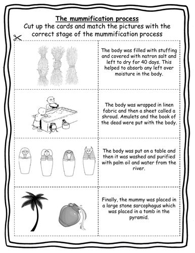 Ancient Egypt mummification process - differentiated worksheets and ...