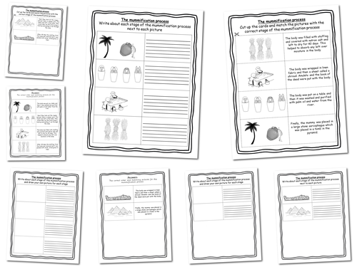 Ancient Egypt mummification process - differentiated worksheets and ...