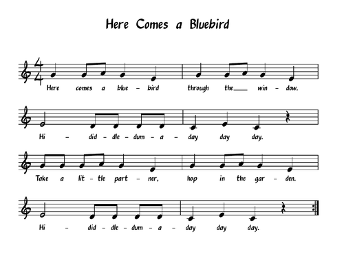 Here Comes a Bluebird - Boomwhacker Play Along Video and Sheet Music ...