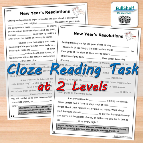 New Year's Resolutions Reading Comprehension | Teaching Resources