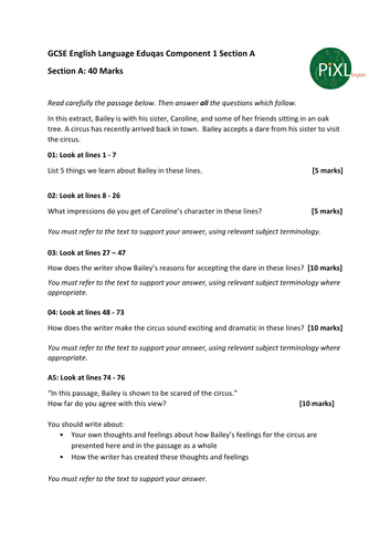 WJEC Eduqas KS4 English Language Paper 1 Walk & Talk | Teaching Resources