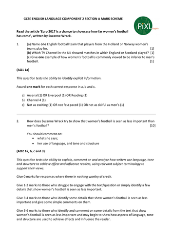 WJEC Eduqas KS4 Paper 2 English Language Reading & Transactional ...