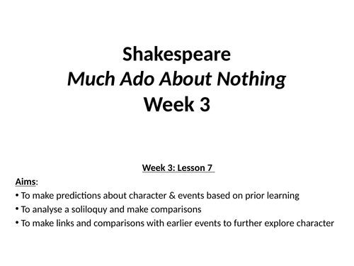 Shakespeare Much Ado About Nothing FULL SCHEME OF WORK KS3 or KS4 ...
