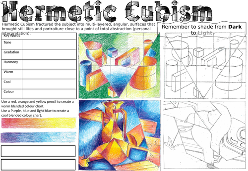 Cubism warm and cool colour tone gradation activity | Teaching Resources
