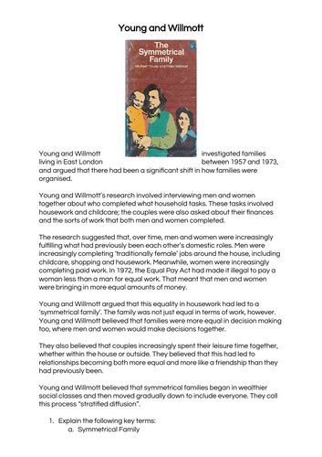 GCSE Sociology- The Symmetrical Family? | Teaching Resources