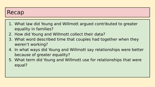 GCSE Sociology: Evaluating the Symmetrical Family | Teaching Resources