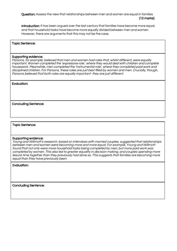 GCSE Sociology: Evaluating the Symmetrical Family | Teaching Resources