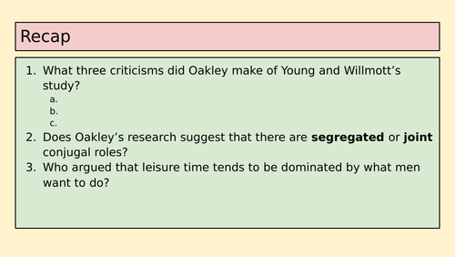 GCSE Sociology: Feminist theories of Conjugal Roles | Teaching Resources