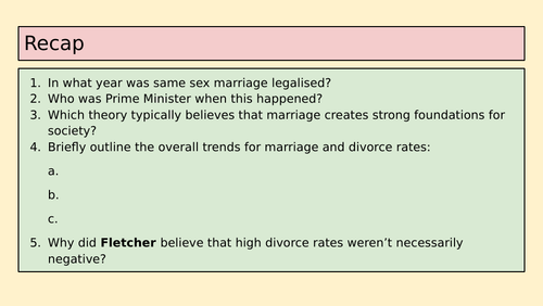 GCSE Sociology: Reasons for changing patterns of Marriage and Divorce ...